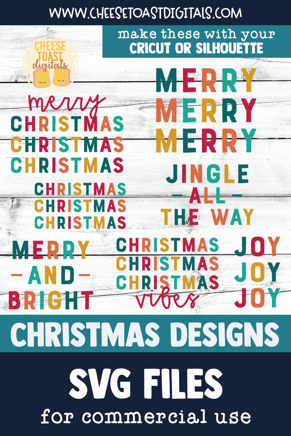 Bright Christmas Words SVG Bundle | Merry Christmas