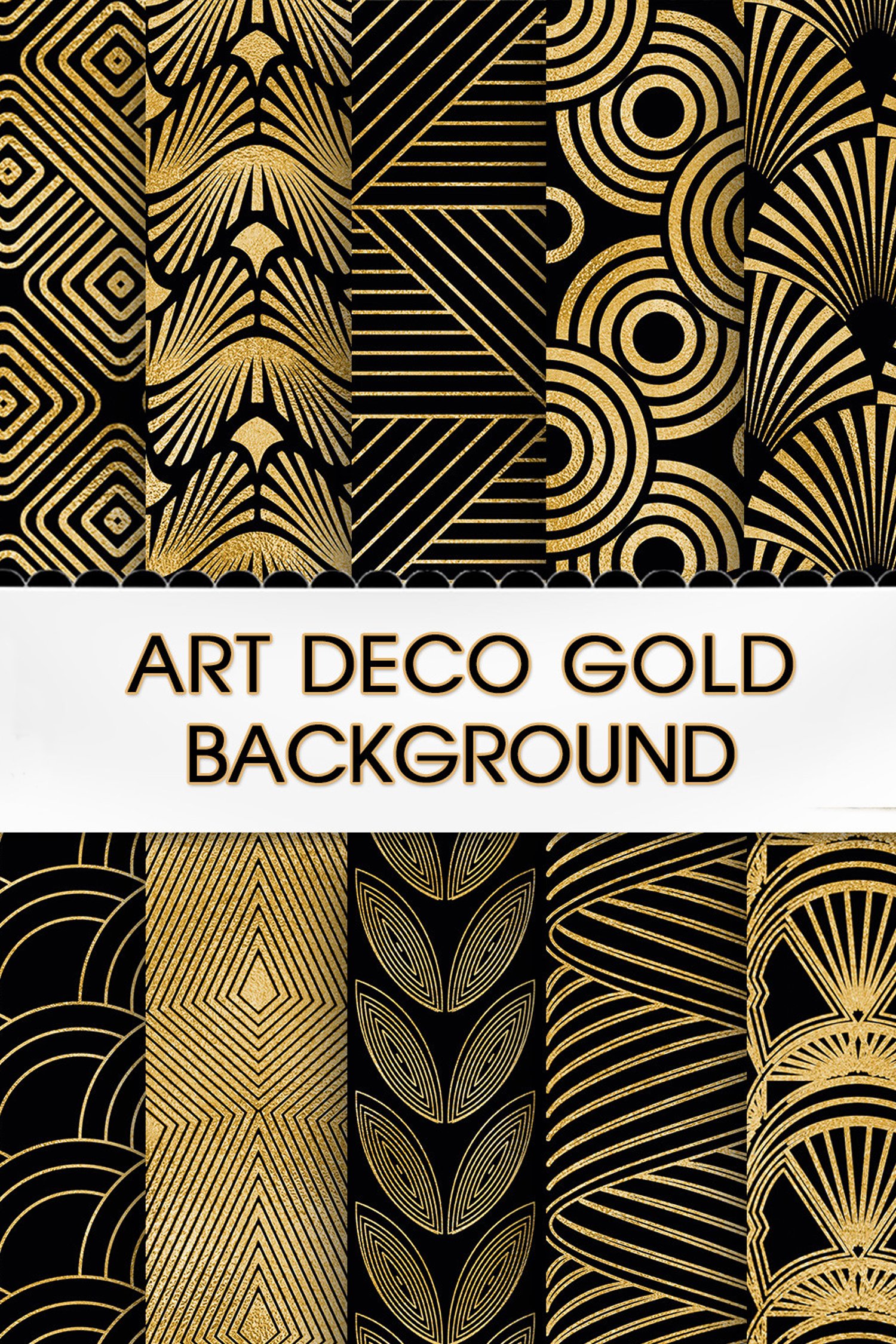 Art Deco Gold and Black Foil Seamless Digital Printables