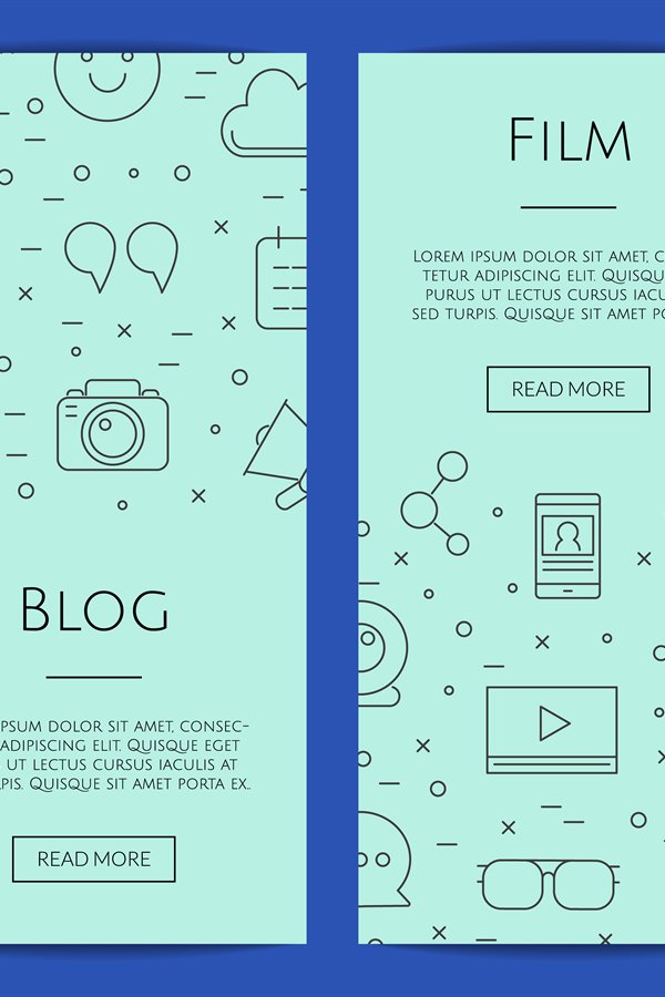 Vector line blog icons web banner templates (871666)
