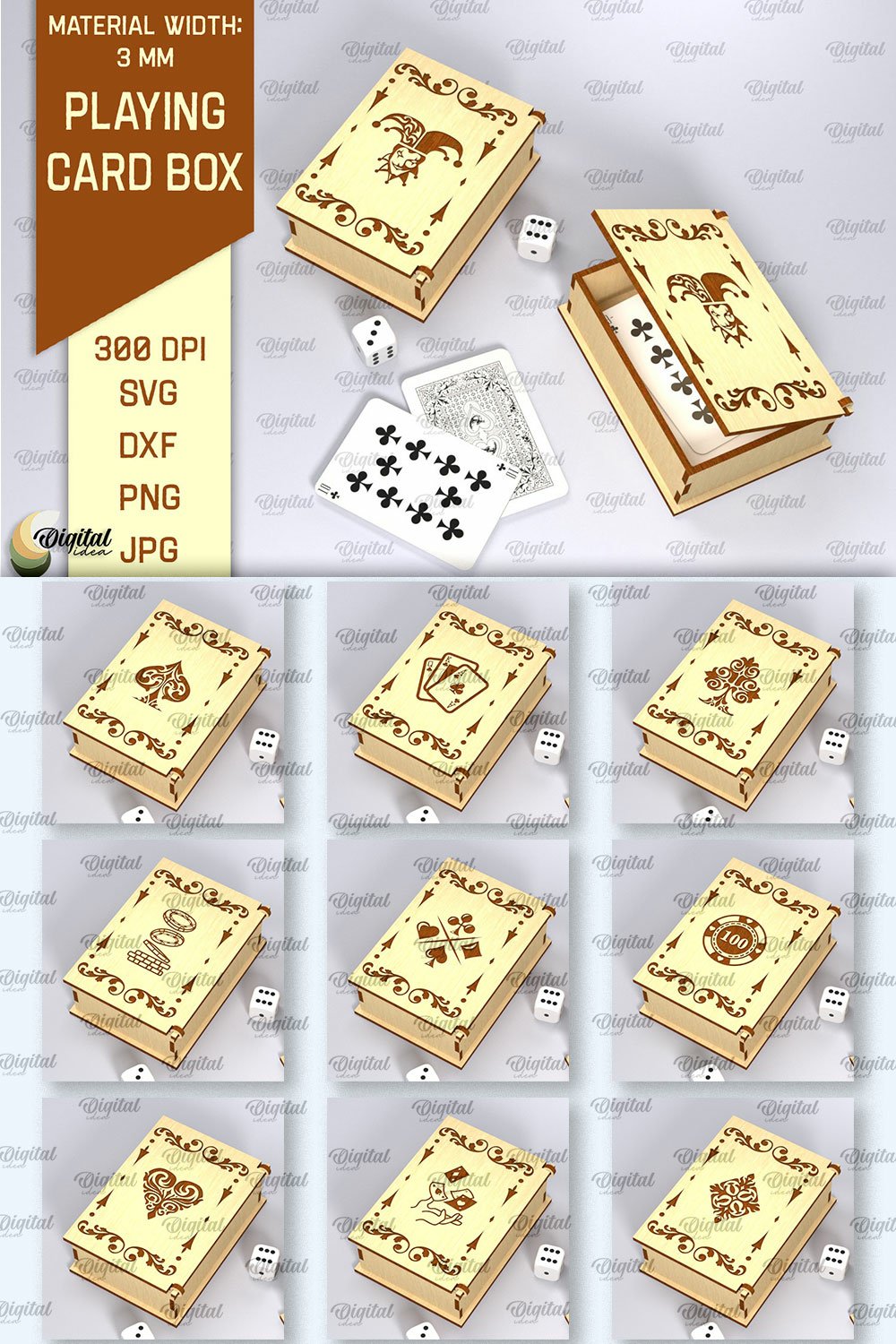 Playing Card Boxes LaserCut Bundle. Playing Card Holders SVG