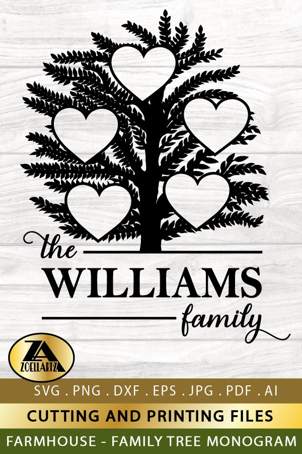 Family Tree SVG Farmhouse Family Monogram SVG Home Sign SVG