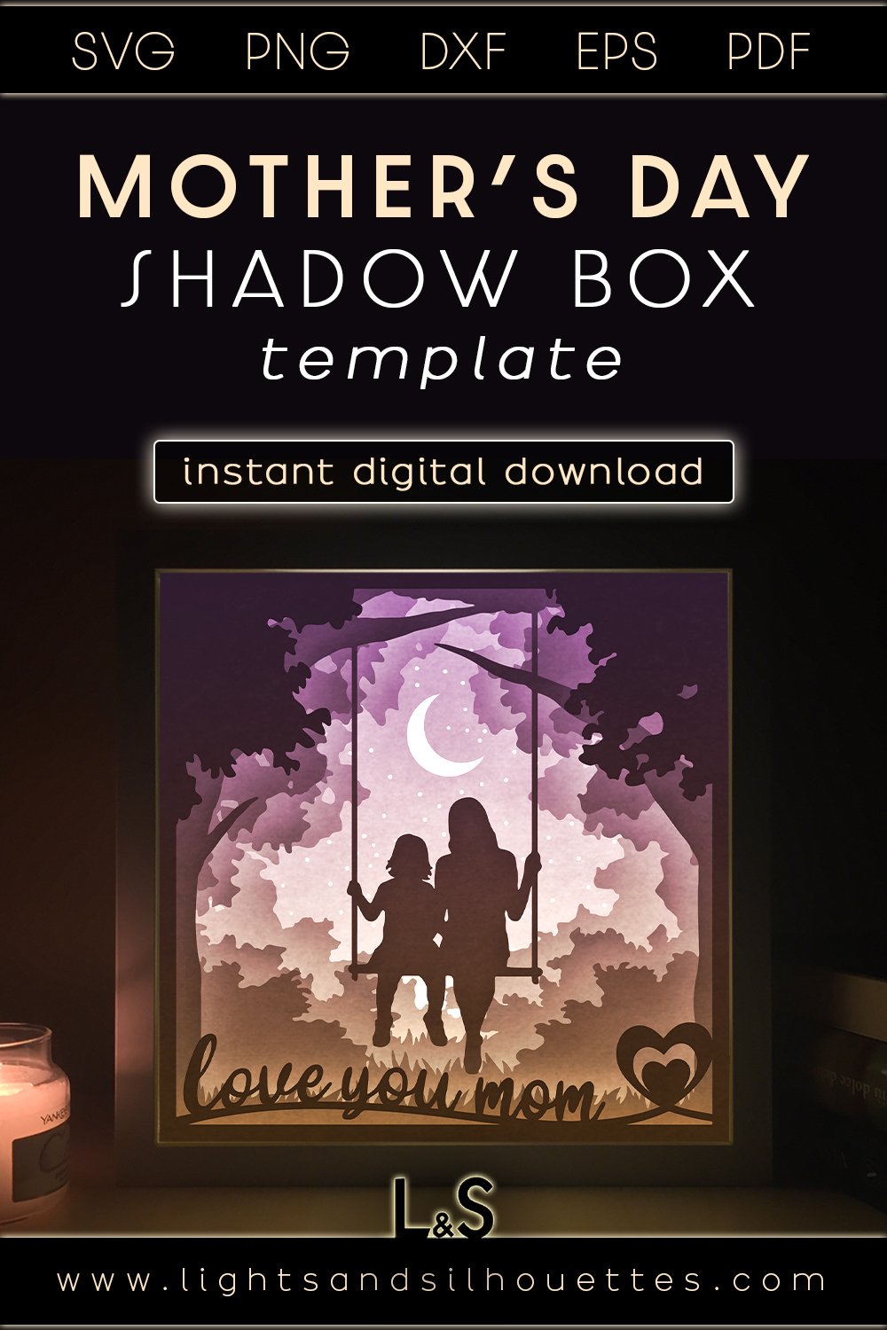 Mother and Daughter Light Box Svg | Mother's Day Shadow Box