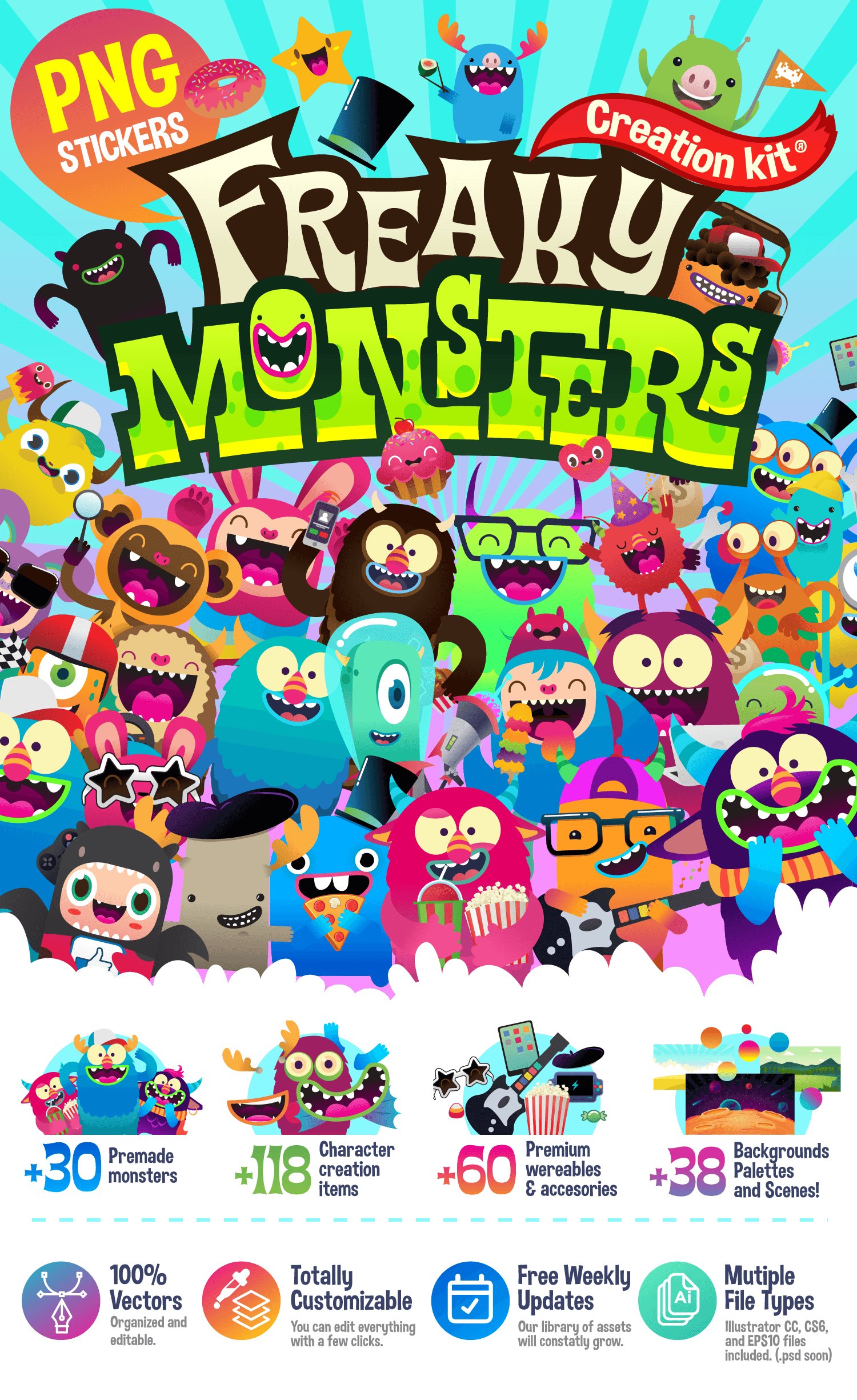 Freaky Monsters Stickers Creation Kit
