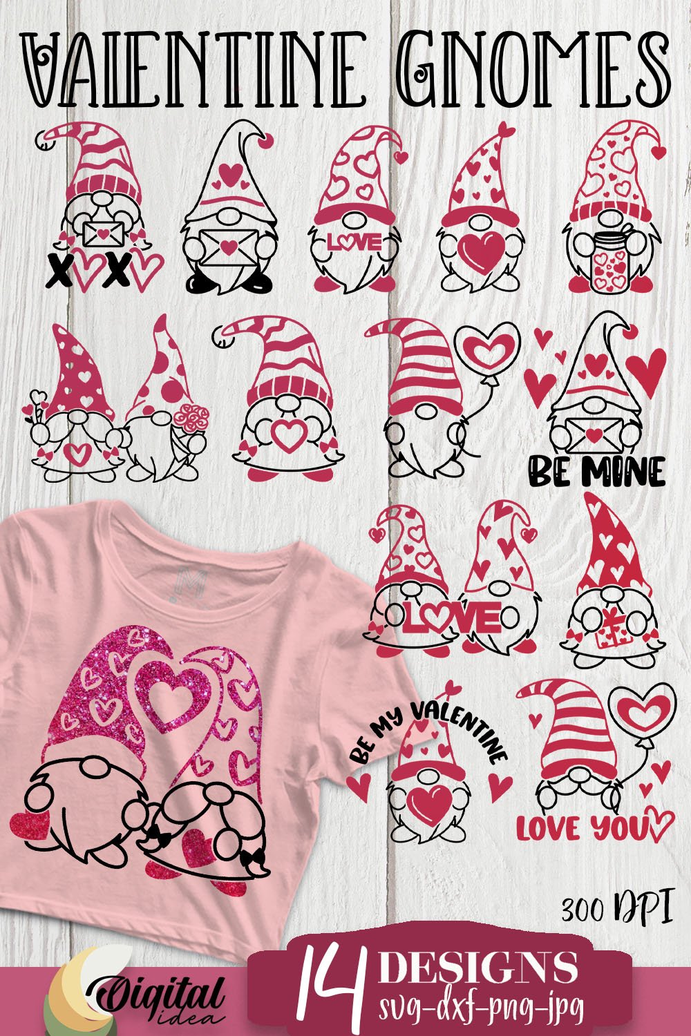 Valentine Gnomes Svg bundle. Gnome Love cut file. Heart svg