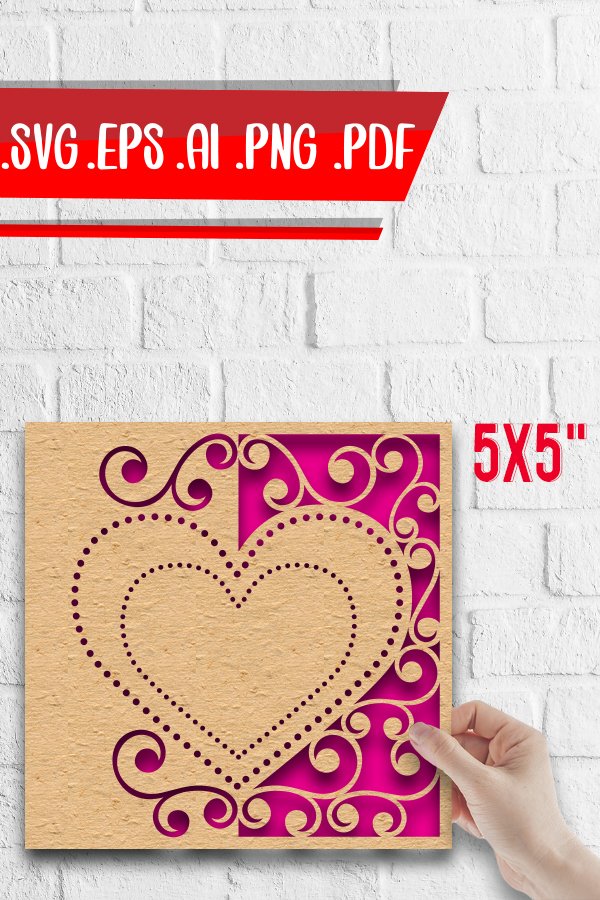 Heart card cover papercut 3 - svg eps png ai pdf