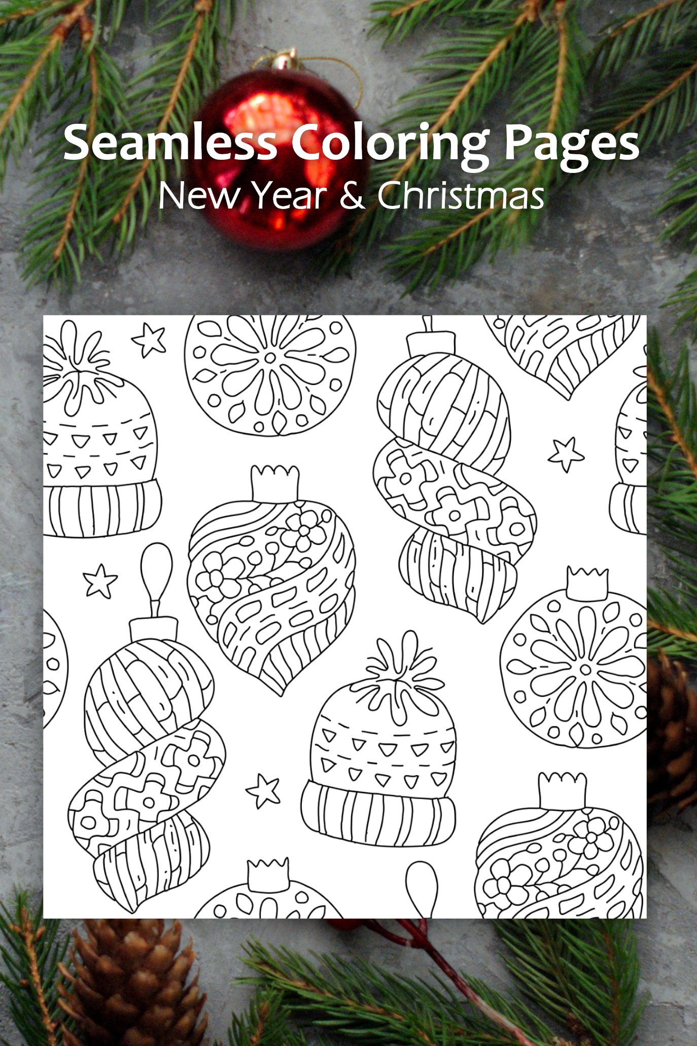 7 Christmas Coloring Pages | Seamless Holiday Patterns PDF
