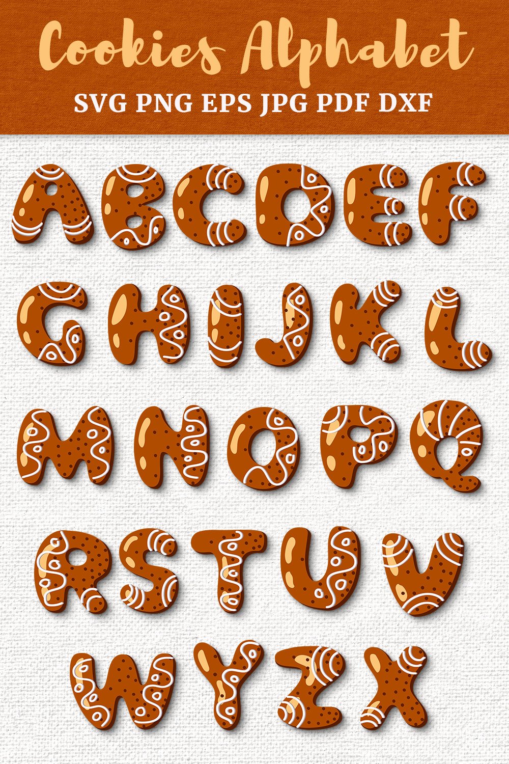 Gingerbread Cookies Alphabet. Christmas cookies letters SVG