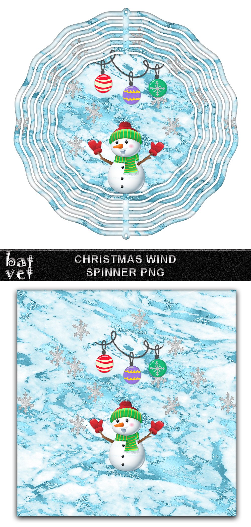Christmas Wind Spinner Design- Snowman Sublimation PNG