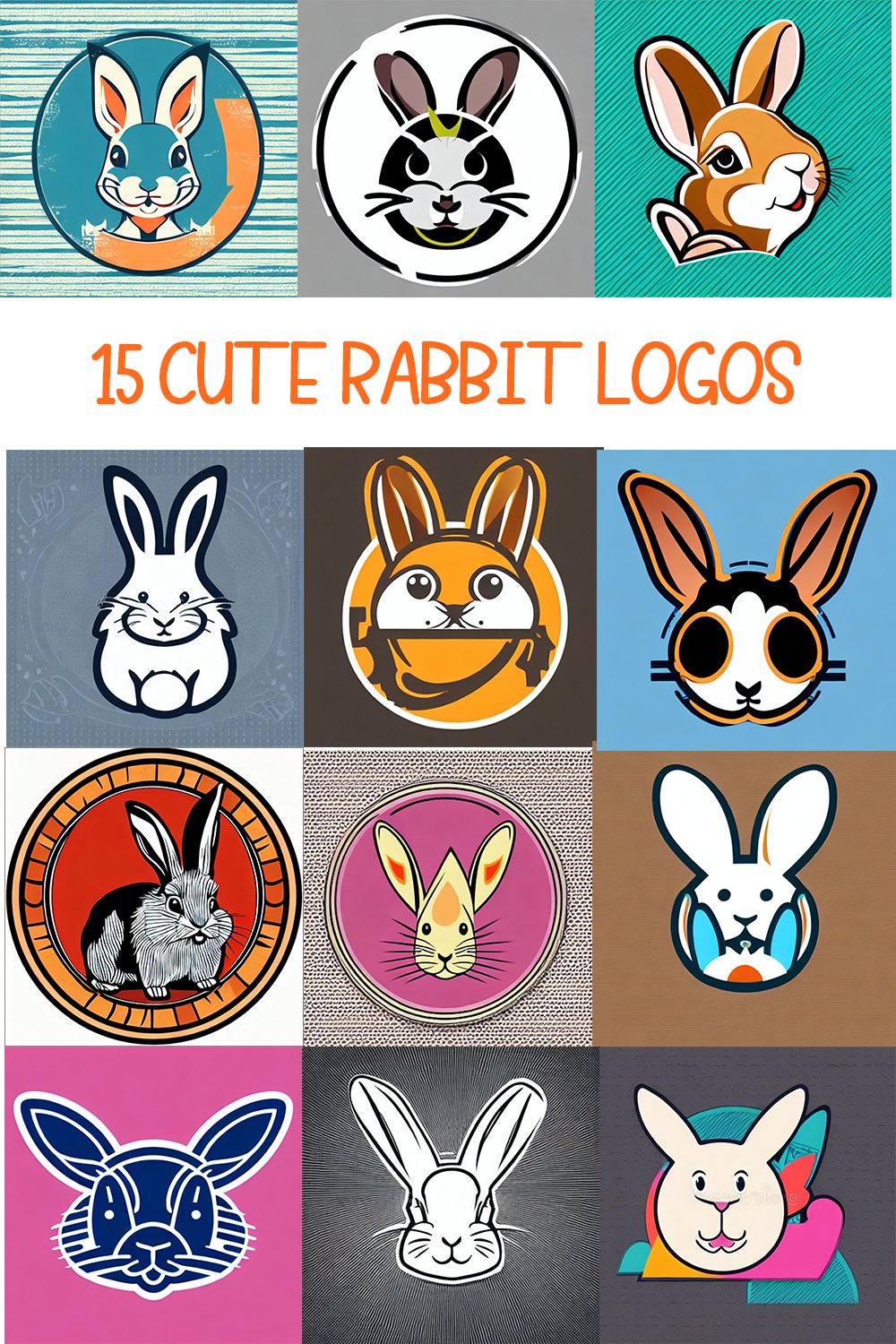 15 Bunny Rabbit Mascot Logo Illustrations PNG Easter Cartoon