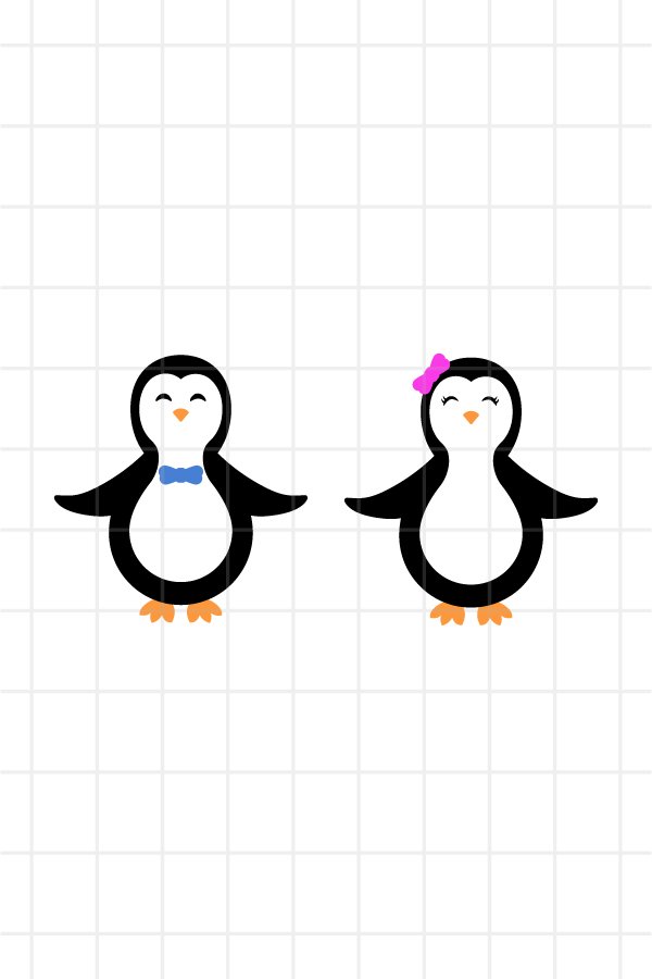 Penguin SVG, Cute Baby Girl and Boy Penguins Cut File