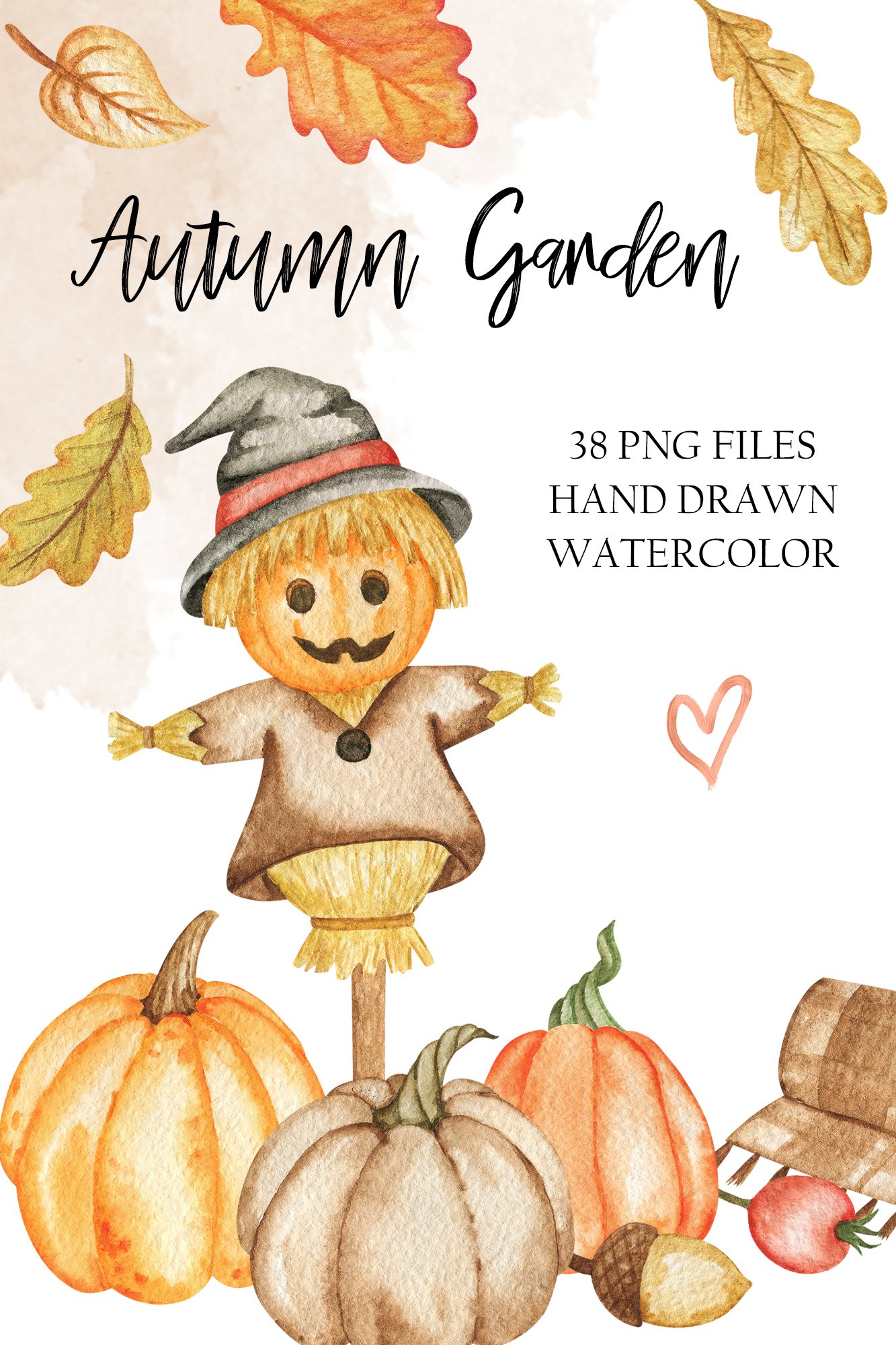 Autumn Garden clipart, fall pumpkins