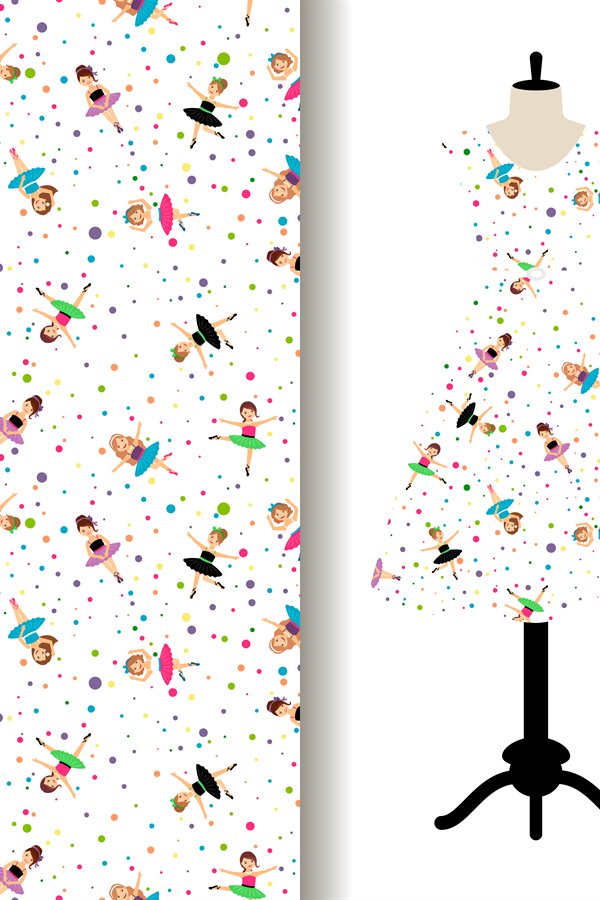 Women dress fabric pattern with girls