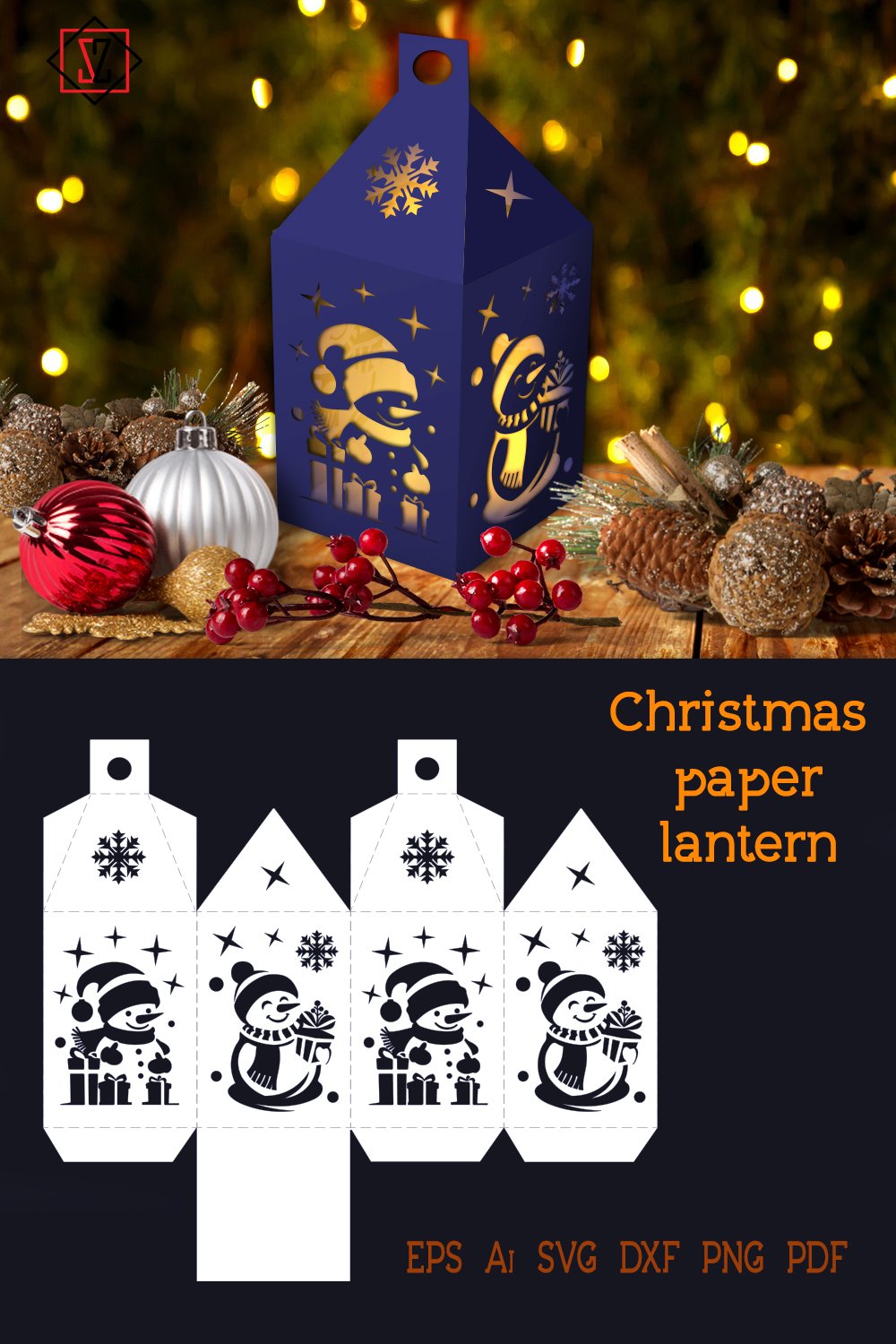Christmas paper lantern Snowmen
