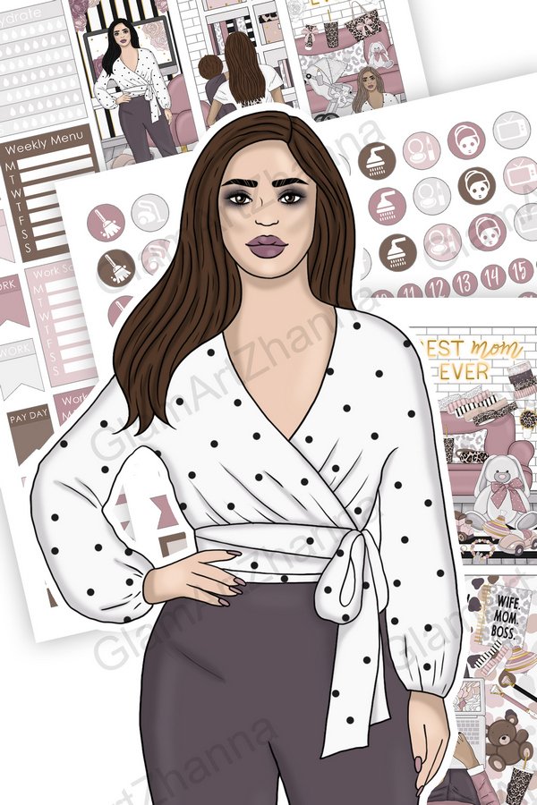 Mom Boss Babe Mothers Day Printable Sticker Box Size 2"x1,5"