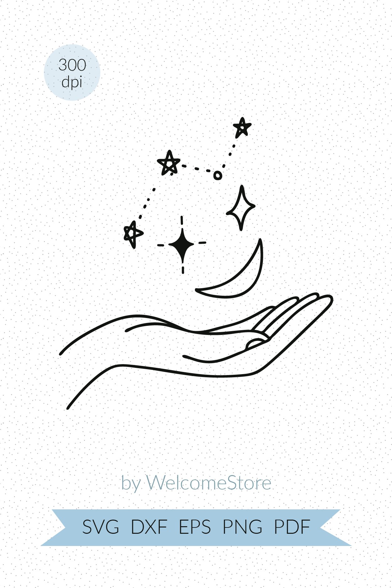 Magic hand SVG DXF Cut File. Constellation with Hand SVG.