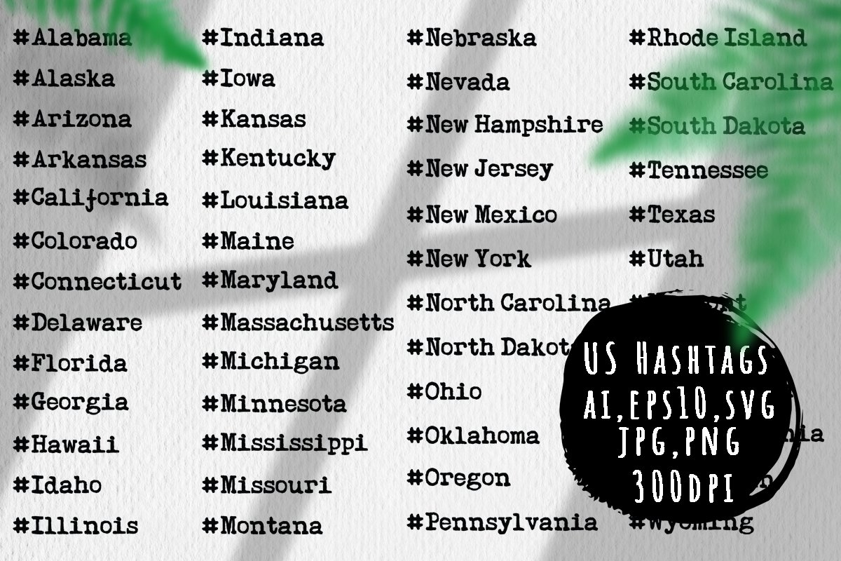 State Hashtags. USA sublimation