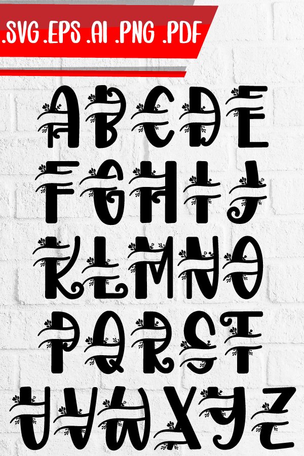 Split Love Monogram Alphabet A-Z Svg eps png ai pdf