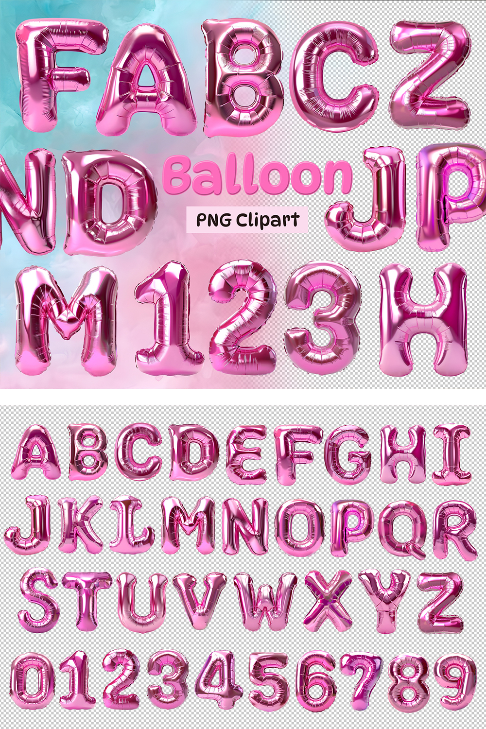 3D Foil Balloon Alphabet Clipart, Pink Alphabet Png, Numbers