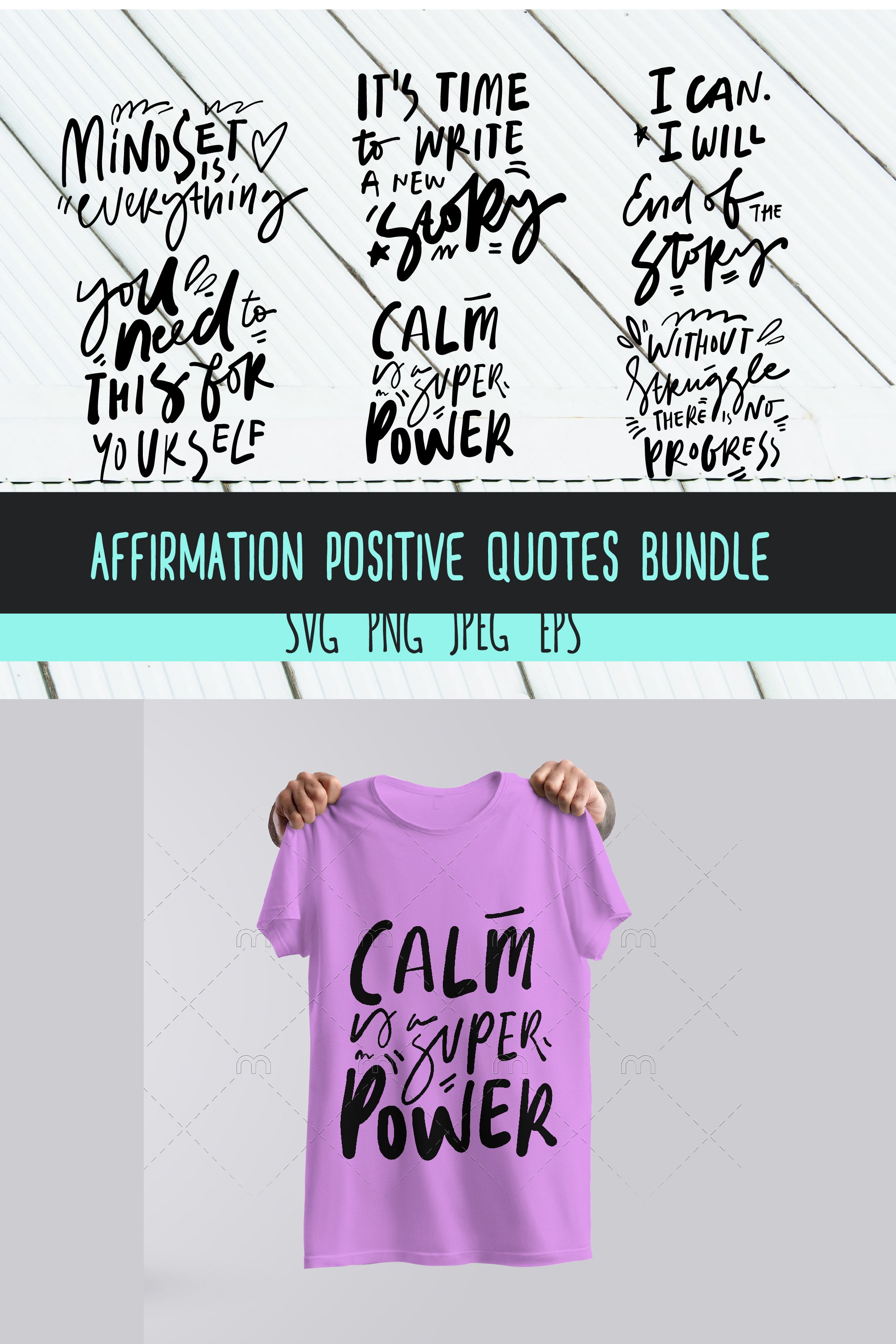 Affirmation SVG cut files. Positive affirmations bundle