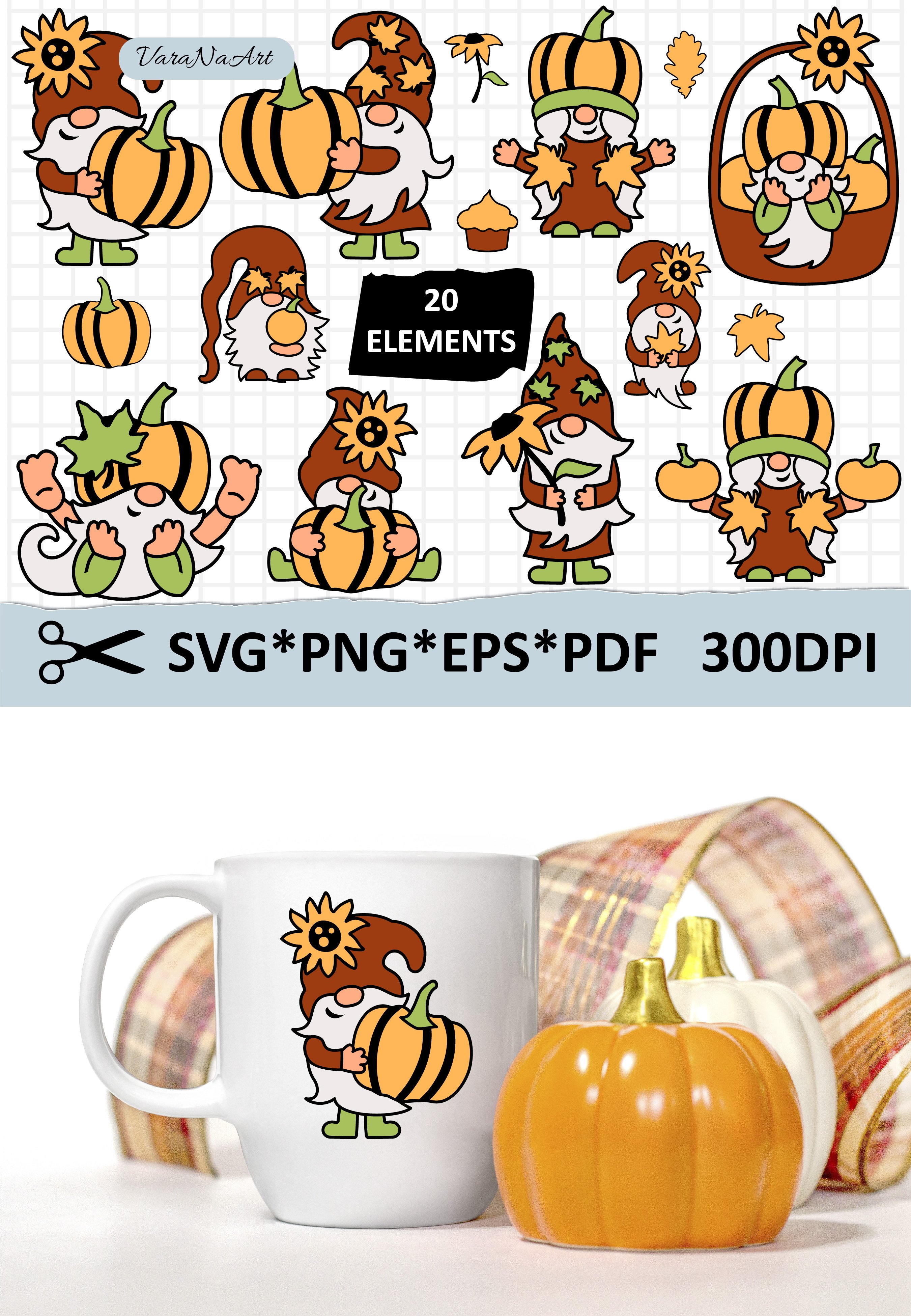 Fall gnomes, Thanksgiving gnomes. SVG files. Digital clipart