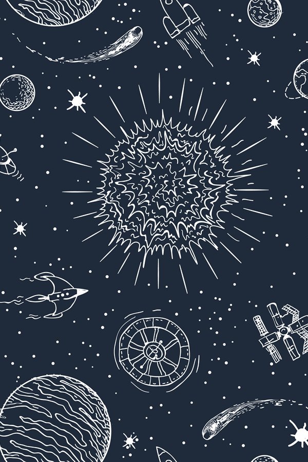 Solar system doodle pattern