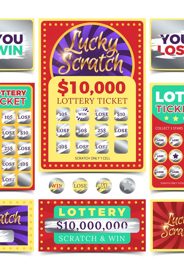 Winning scratching lottery vector tickets