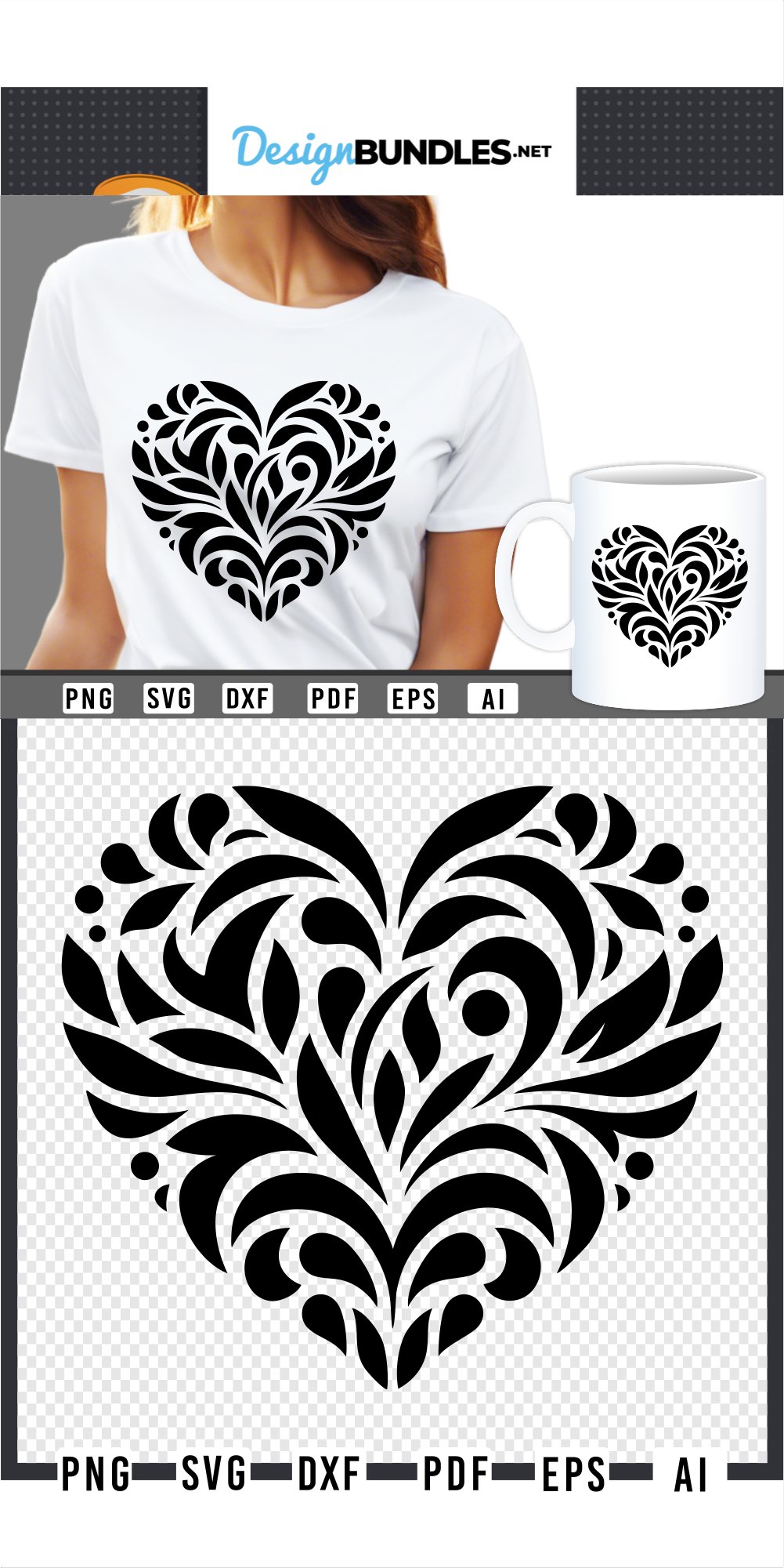 Flourish Heart SVG Cut File, Wedding SVG, Valentines Day SVG