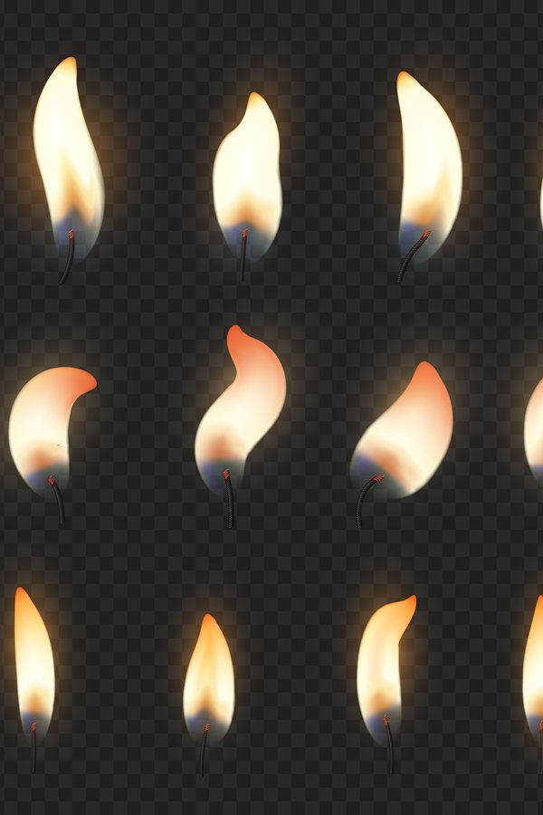 Candle flame. Realistic fire light effects for birthday cake