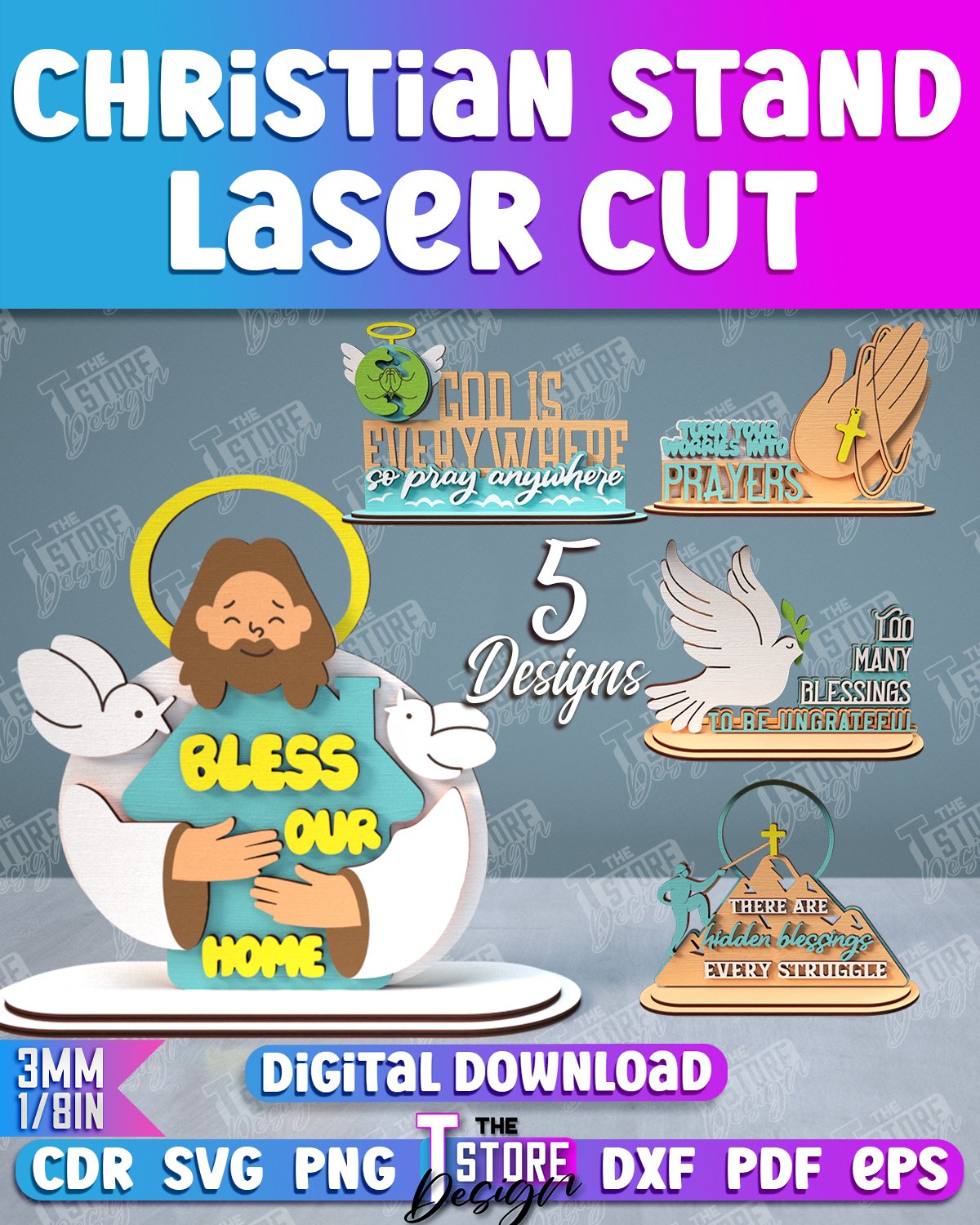Christian Stand Laser Cut Bundle, Stand Decor, Blessings