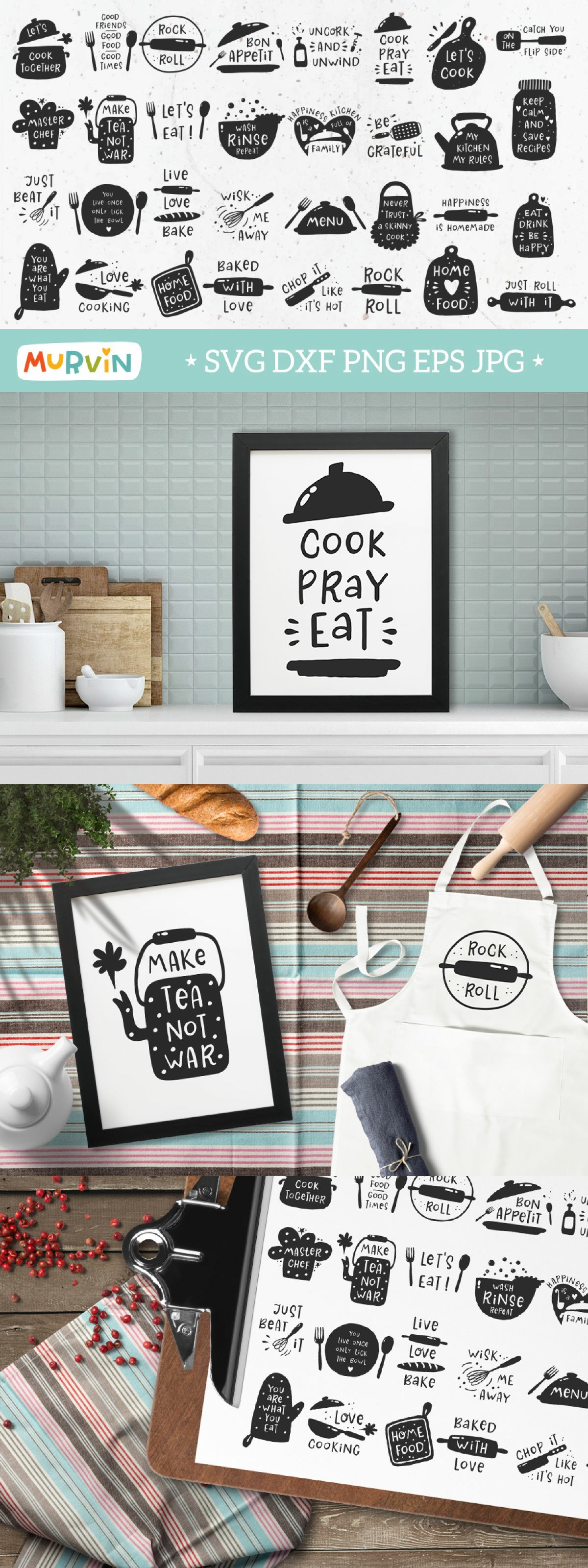 Kitchen food lettering bundle