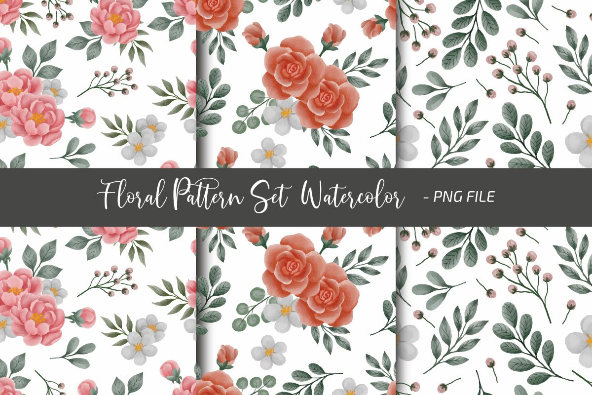 Floral Pattern Set Watercolor (1595738)