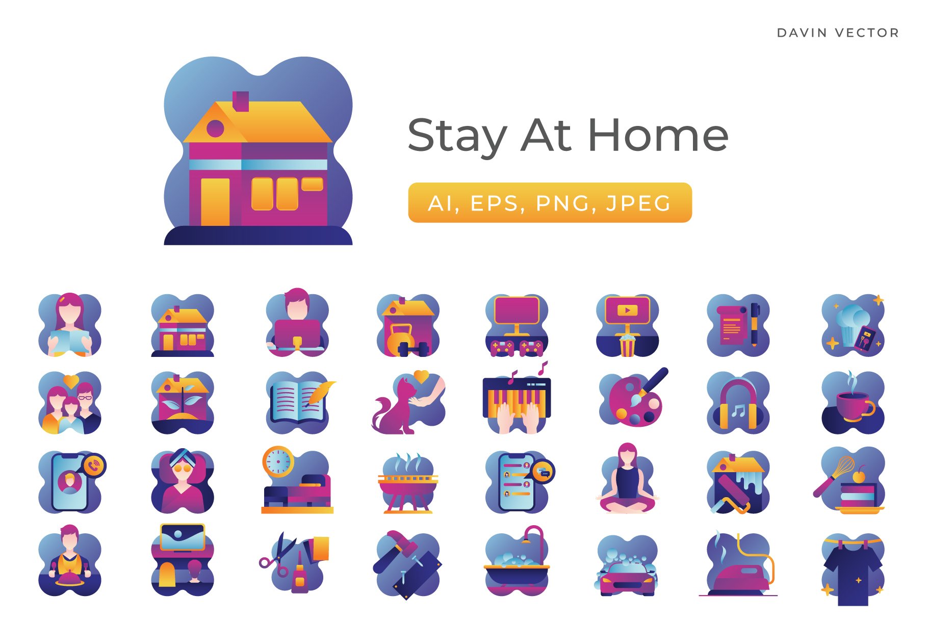 Stay At Home Icons (647802)