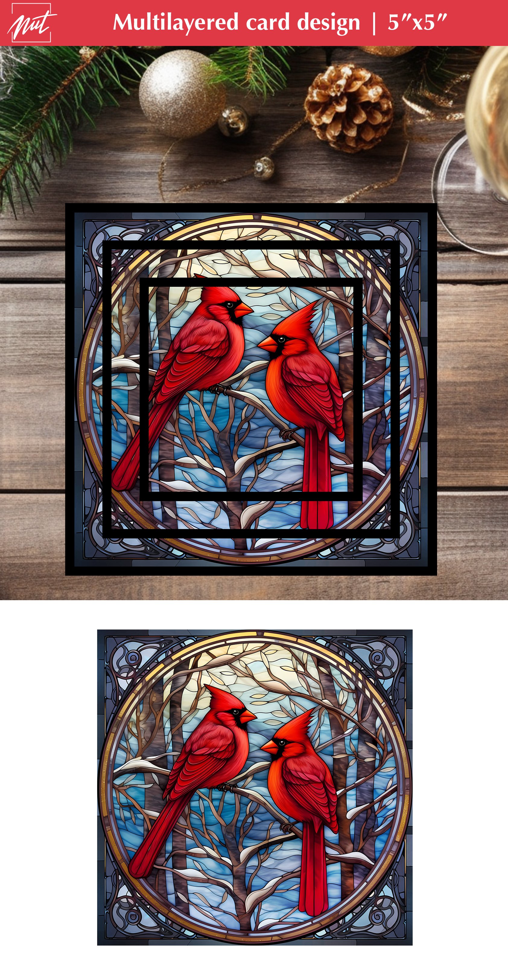 Stained glass cards, Christmas stained glass printable card