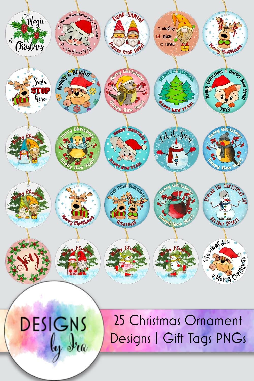 Ornament Bundle | Christmas Ornaments| 25 Gift Tags