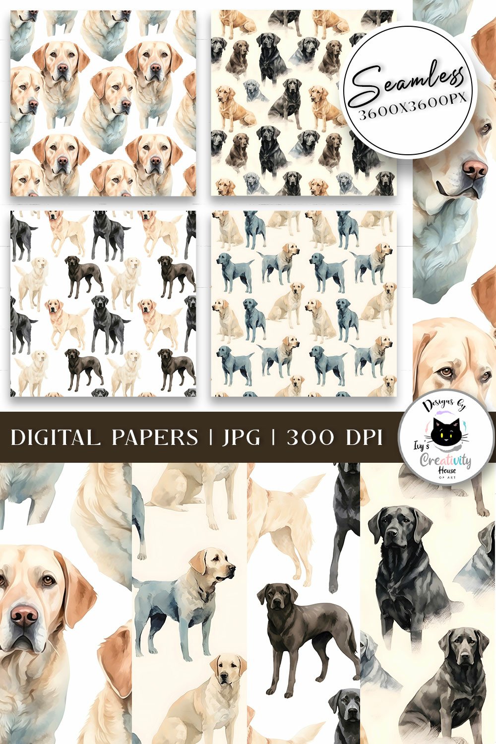 Labrador Retriever Dog Digital Paper | Seamless Dog Patterns