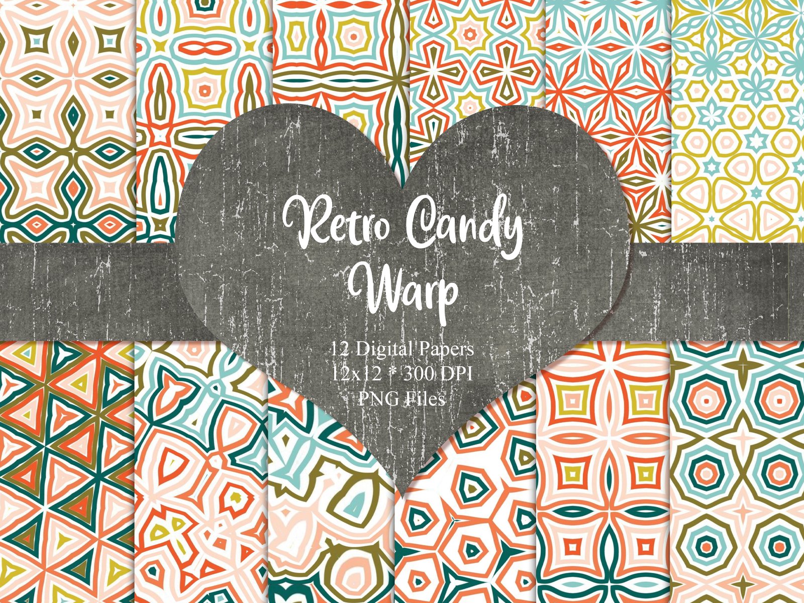 Retro Geometric Warp Morphing Digital Paper Pack