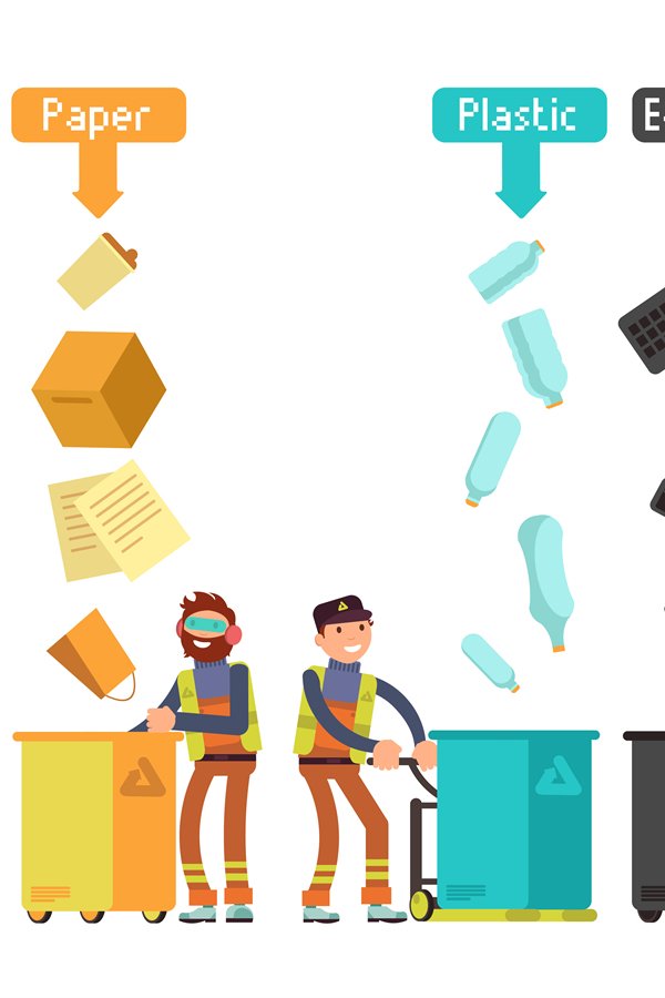 Garbage waste segregation for recycling vector concept