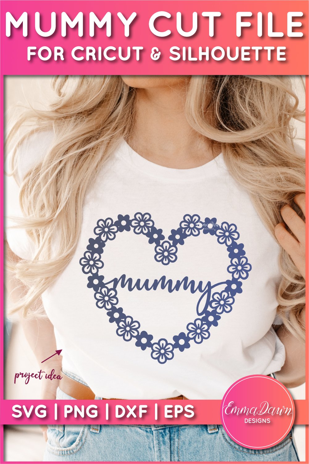 Mummy Floral Heart SVG | Mothers Day Cut File