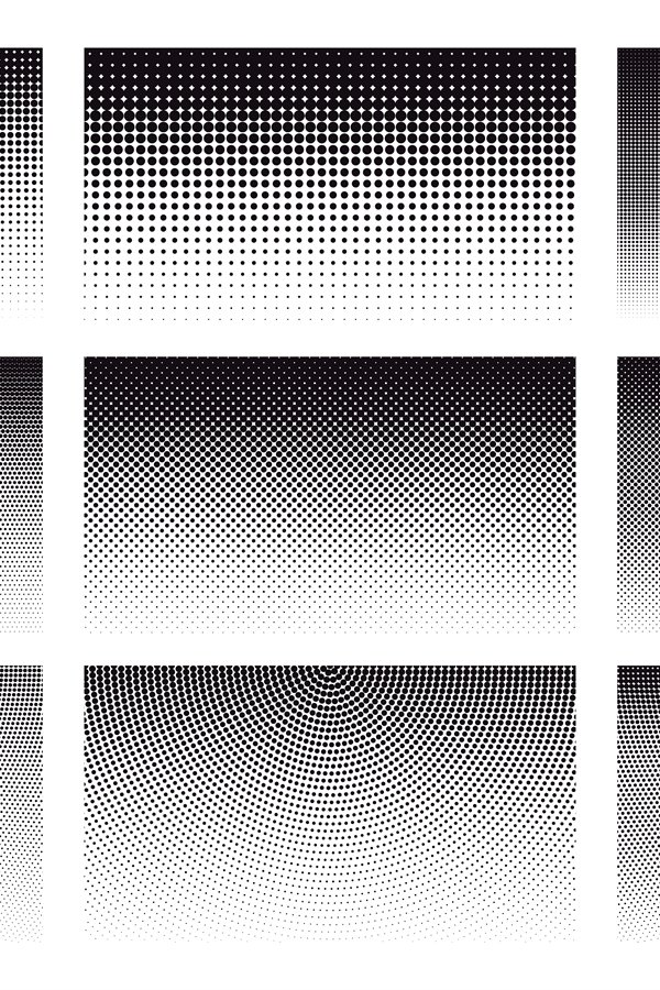 Gradient halftone dotted patterns. Abstract halftone dots gr