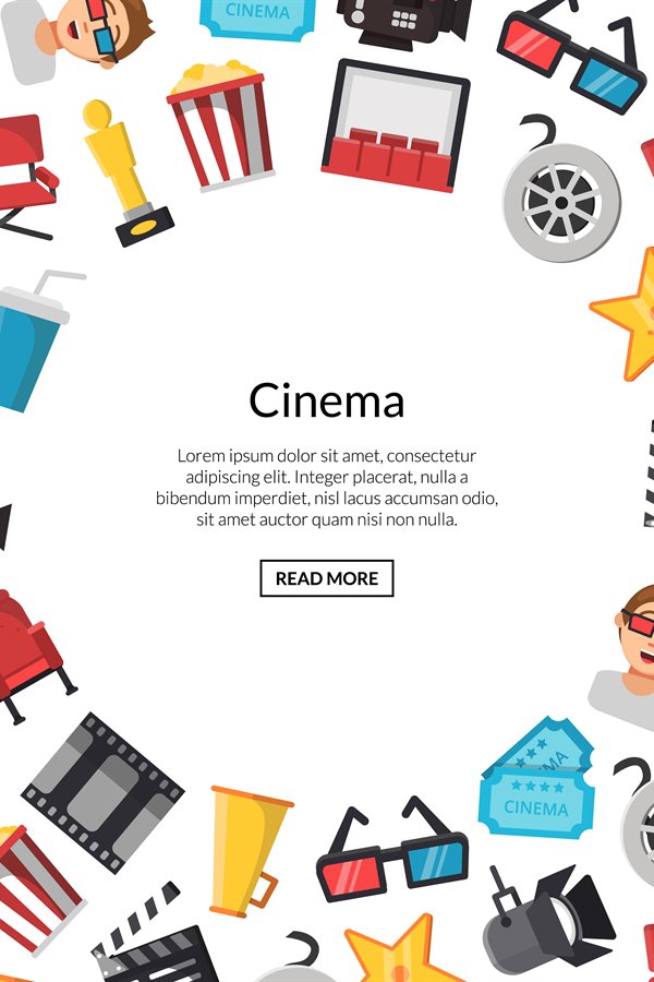 Vector flat cinema icons background with place for (871982)