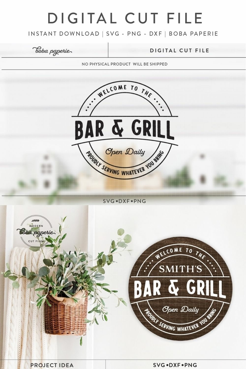 Bar & Grill SVG Sign, Customizable Last Name svg, Family svg