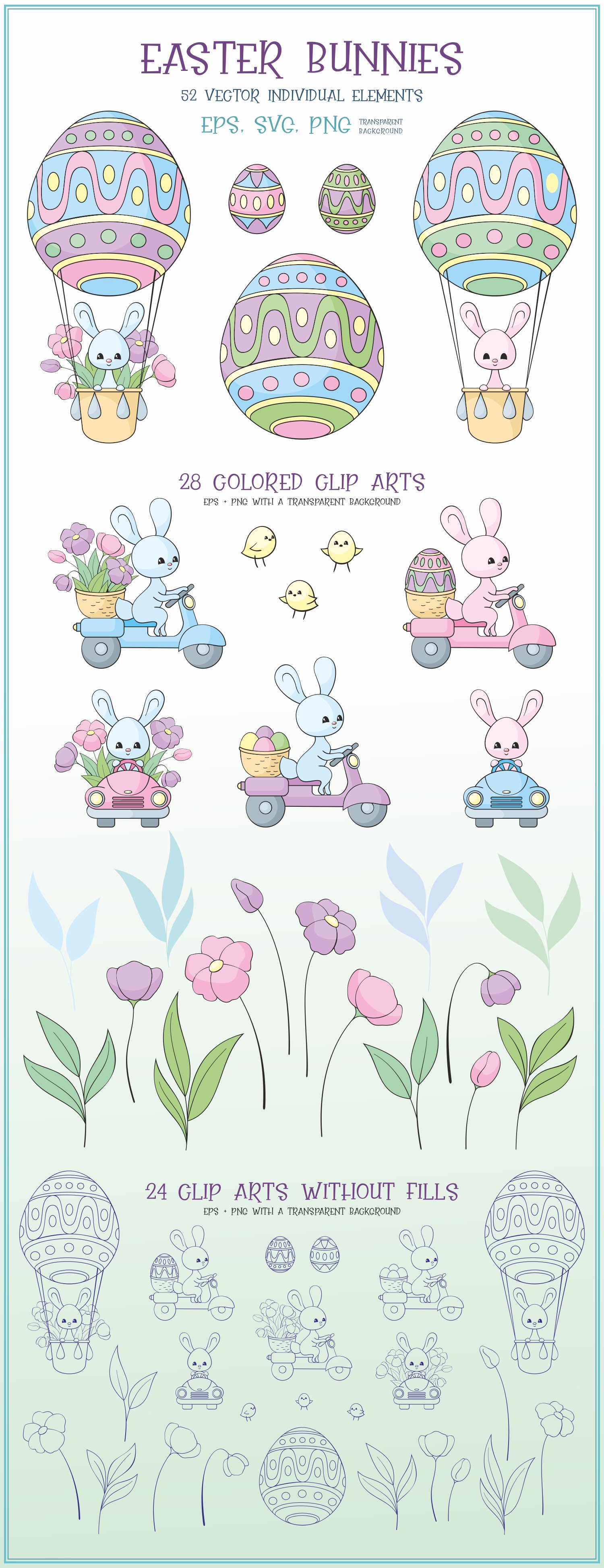 Easter bunnies. Vector clip arts (443800)