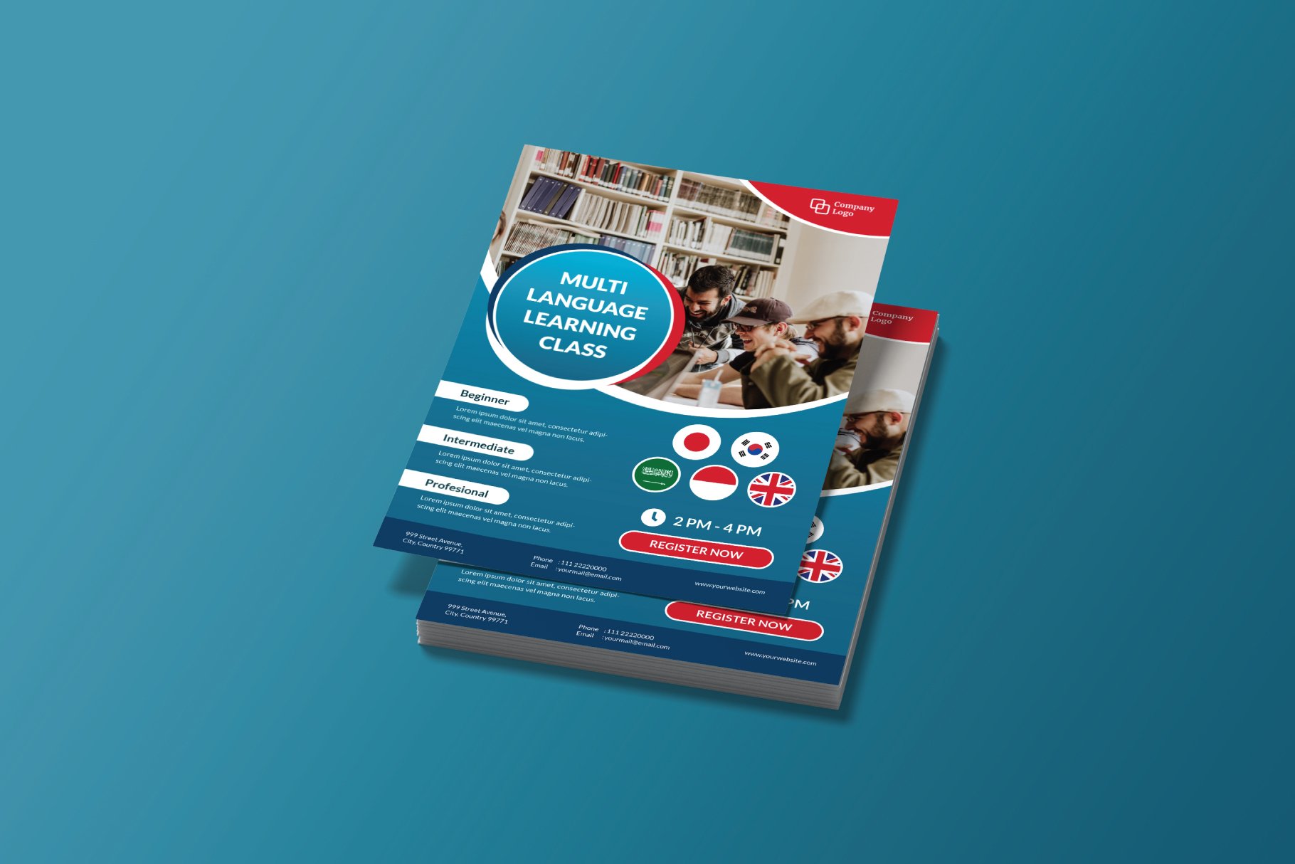 Multi Language Learning Class Flyer Template