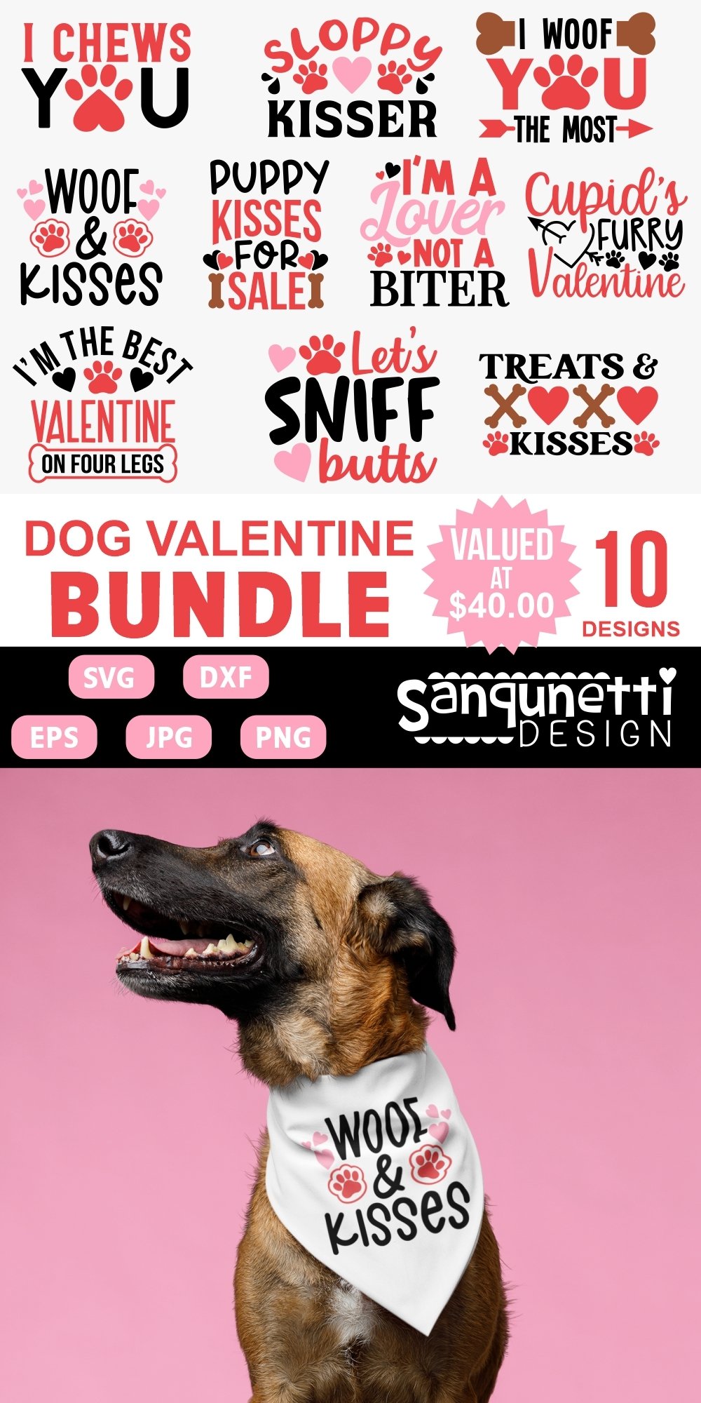 Valentine dog bundle | Dog valentine SVG