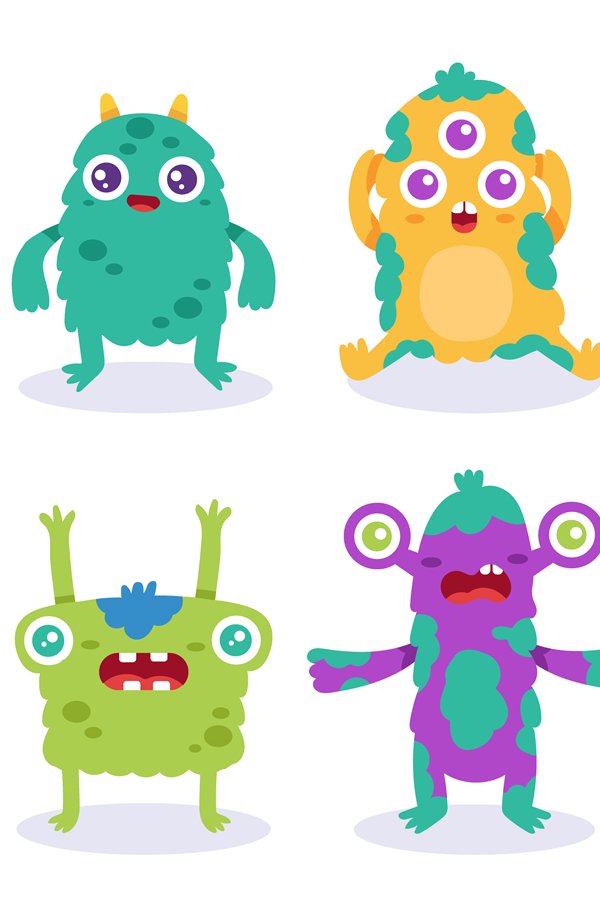 Cartoon monster characters. Halloween funny monsters