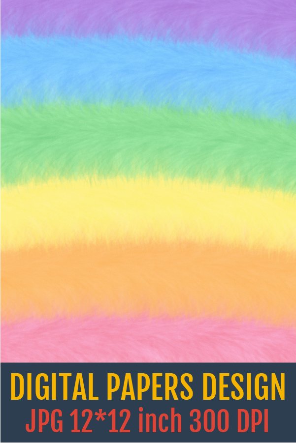 Feather fur rainbow unicorn Digital Paper