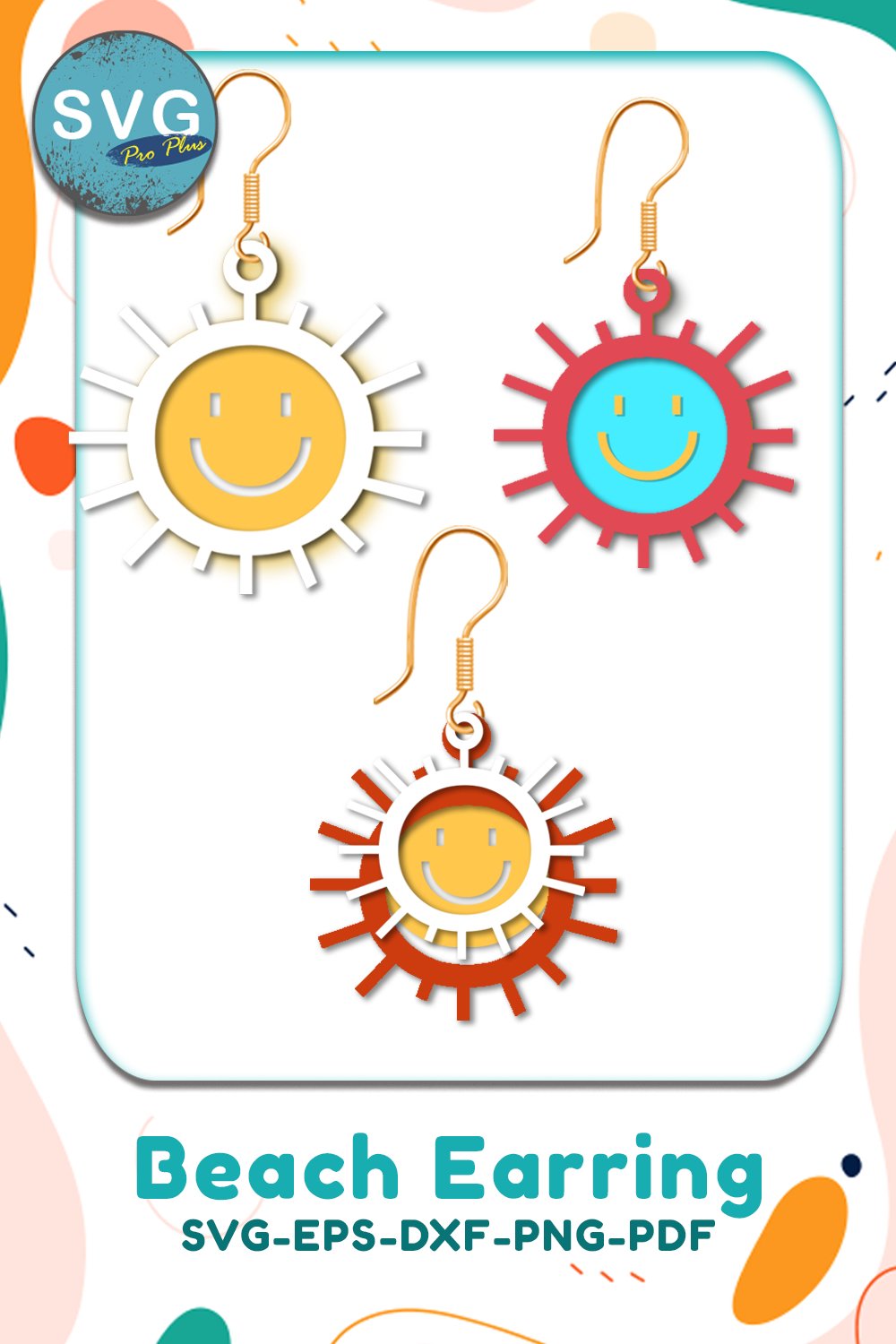 Sun earring svg, Beach Earring svg, Summer earring svg