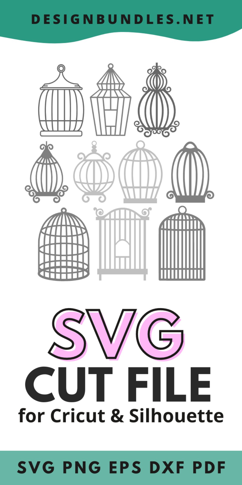 BIRD CAGE DECORATIVE FUN BUNDLE OF 10 SVG DXF CUT FILES