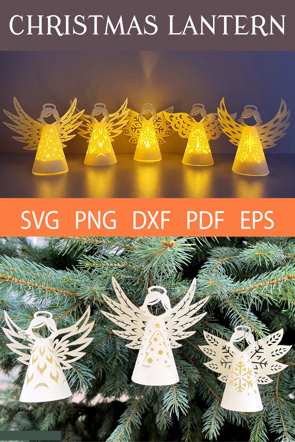 3d Christmas angel Bundle, lantern template, paper ornaments