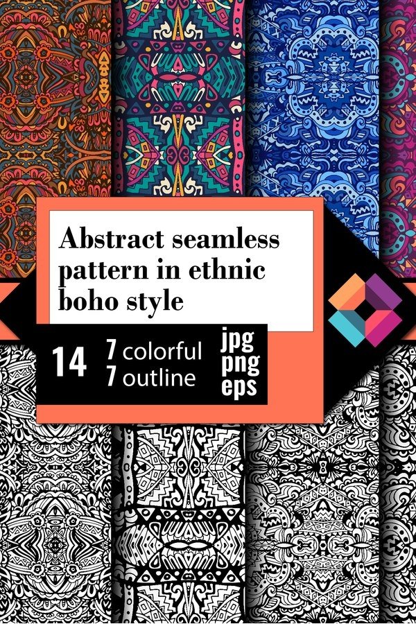 Abstract seamless pattern in ethnic boho style (704054)
